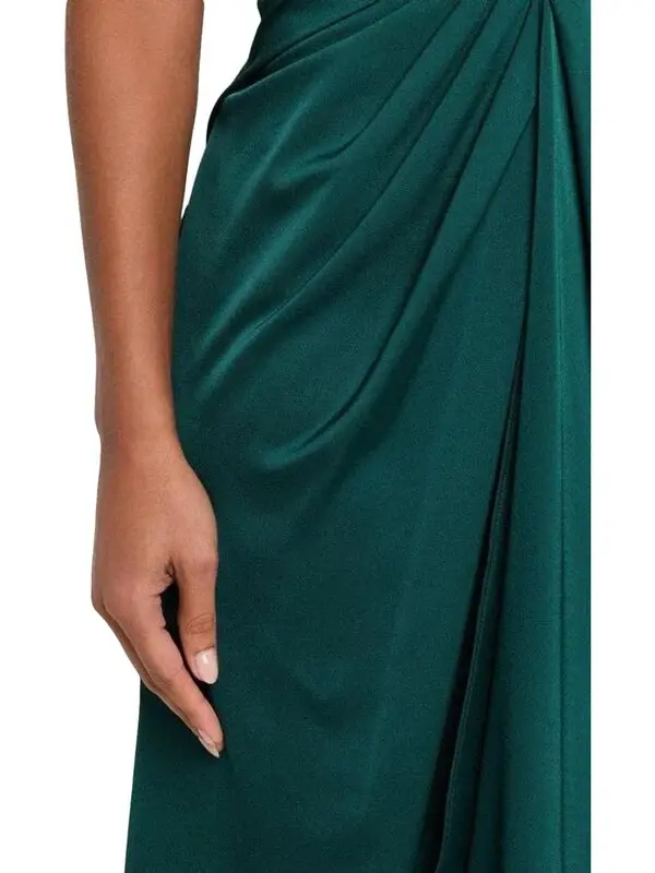 Aidan Mattox Sleeveless Pleated Twist-front Midi Dress - Forest
