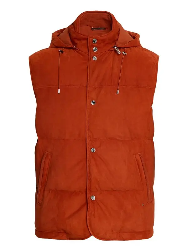 Stefano Ricci Quilted Suede Vest - Look Orange