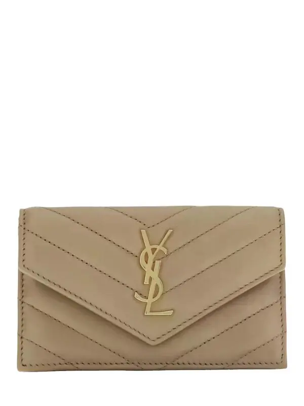 Saint Laurent Quilted Logo Wallet - Neutrals