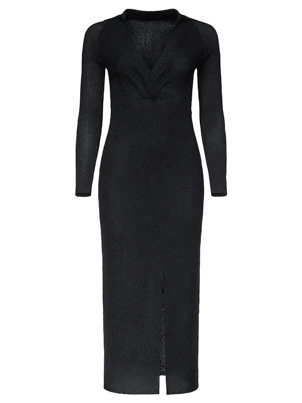 Diane Von Furstenberg X Henry Zankov Castella Shimmer Knit Column Maxi Dress - Black