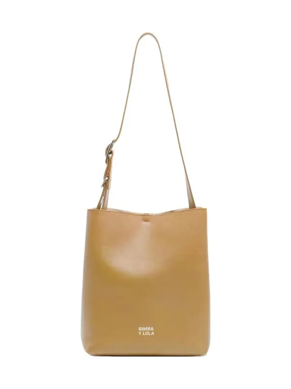 Bimba Y Lola Medium Leather Carlino Shoulder Bag - Neutrals
