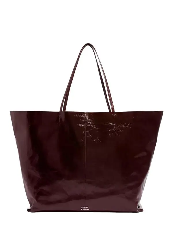Bimba Y Lola Maxi Leather Shopper Tote Bag - Brown