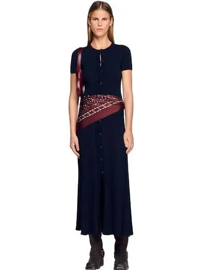 Sandro Knit Maxi Dress - Blue / Navy