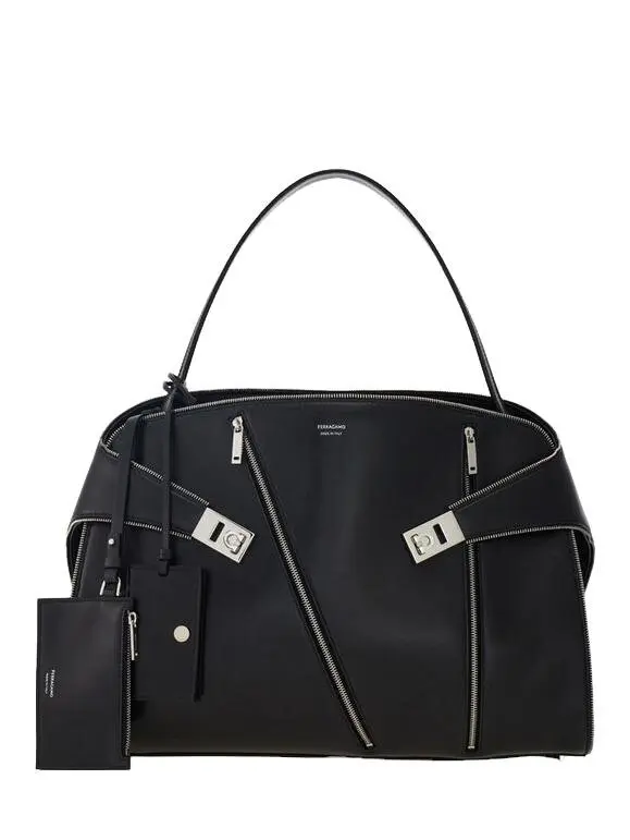 FERRAGAMO Hug Soft Shoulder Bag - Black