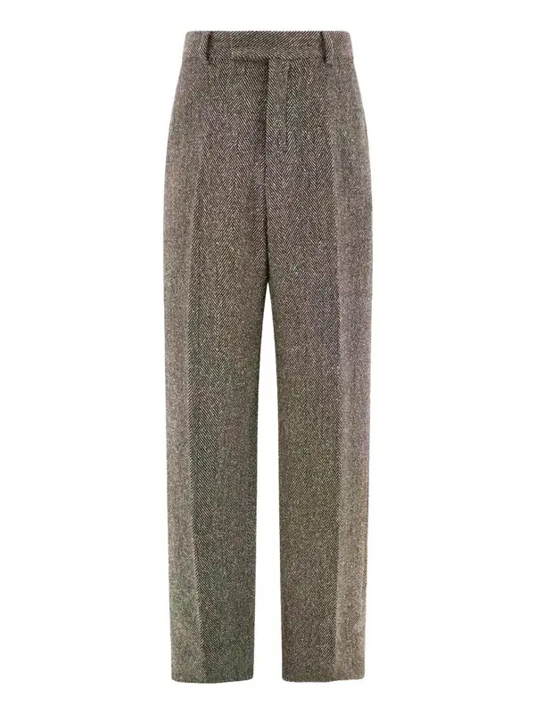 FERRAGAMO Chevron Wool Trousers - Brown