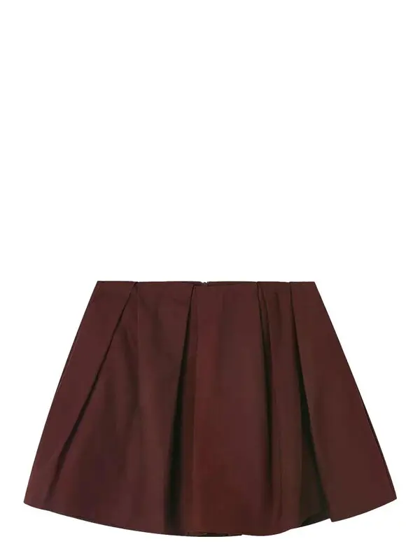 SHUSHU/TONG Cotton Mini Pleated A-line Skirt - Brown