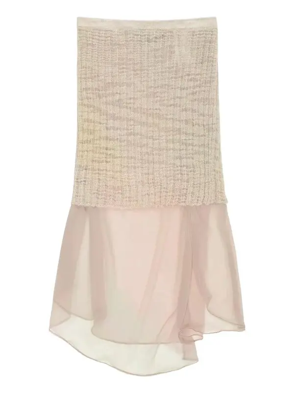 Bimba Y Lola Knitted Overlay Midi Skirt - Neutrals