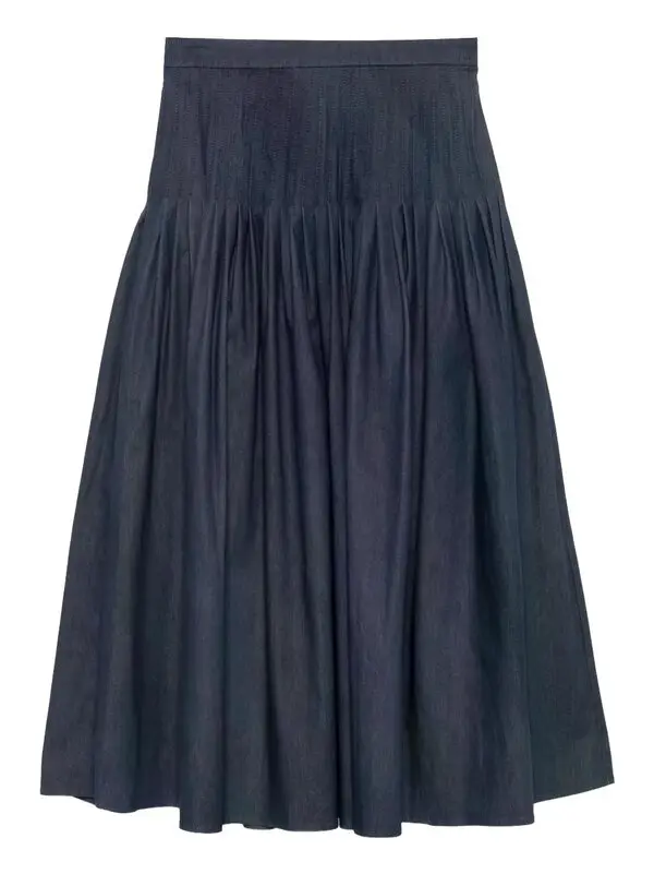 Carolina Herrera Pleated Denim Skirt - Blue