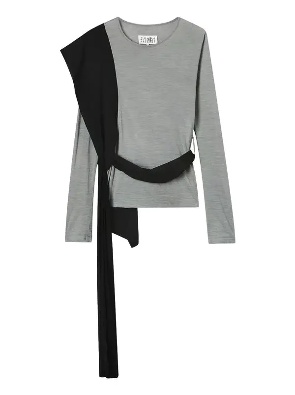 MAISON MARGIELA Draped-panel Long-sleeved Top - Grey