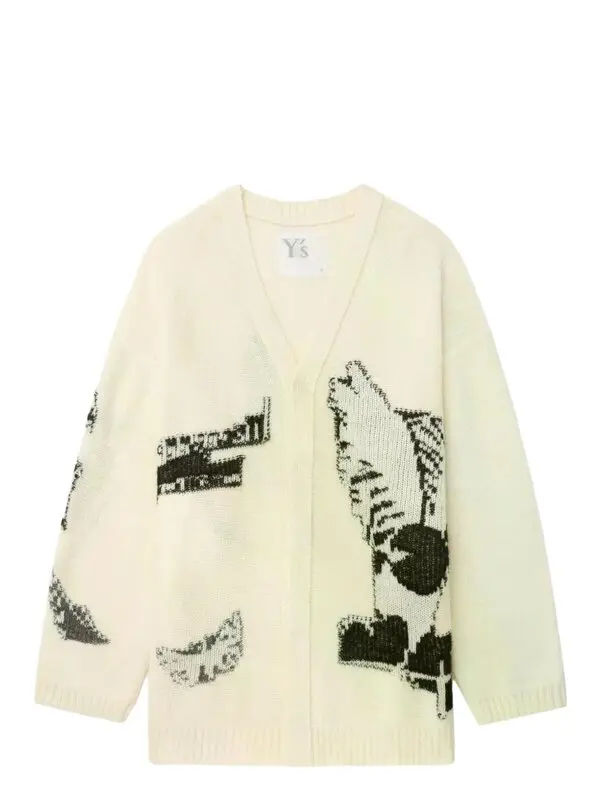 Y’s Graphic-motifs Cardigan - Neutrals