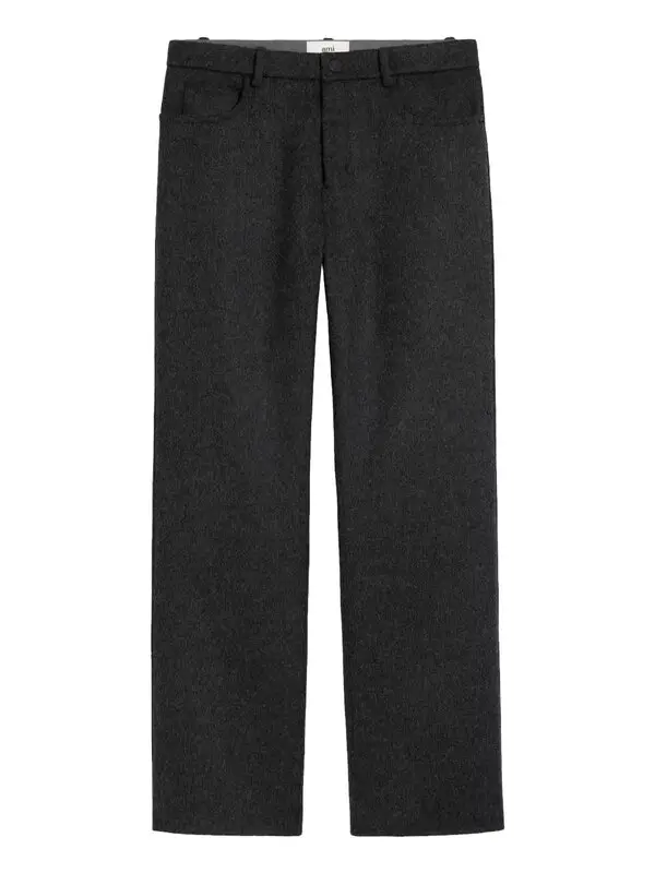 Ami Zipped Wool Trousers - Grey