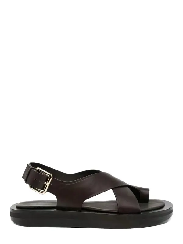 Co Collection Leather Platform Sandals - Brown
