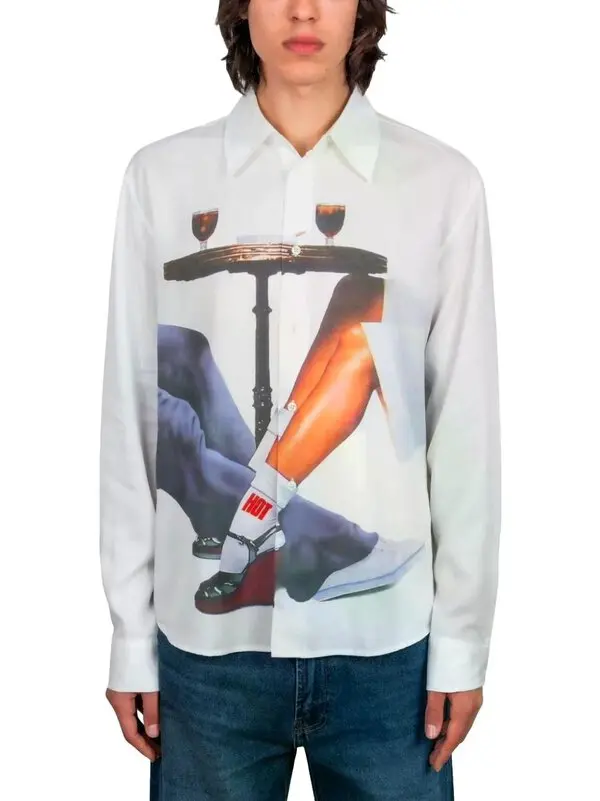 CARNE BOLLENTE Terrace Touch Print Long-sleeved Shirt - White