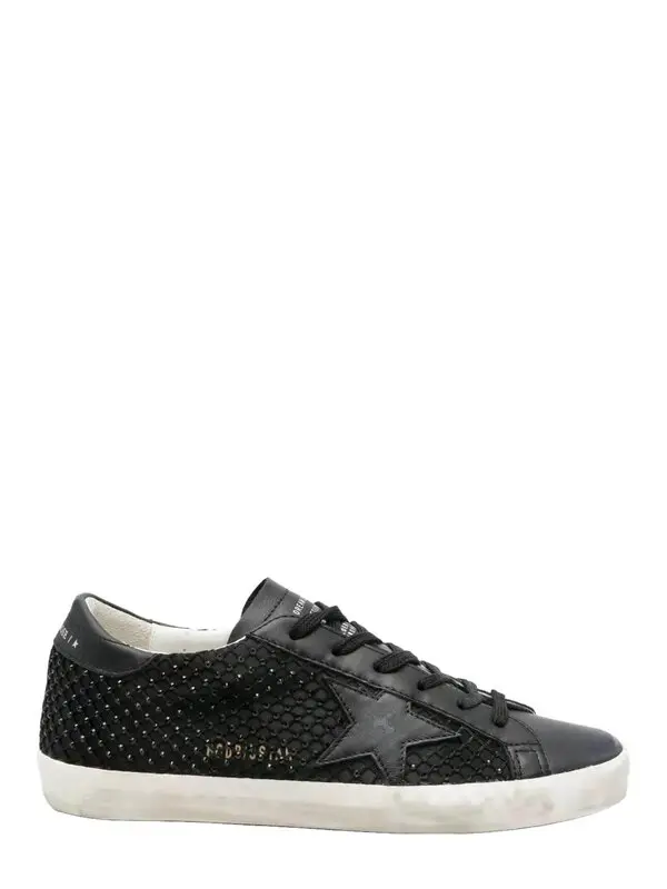 GOLDEN GOOSE Super-star Beaded Leather Trainers - Black