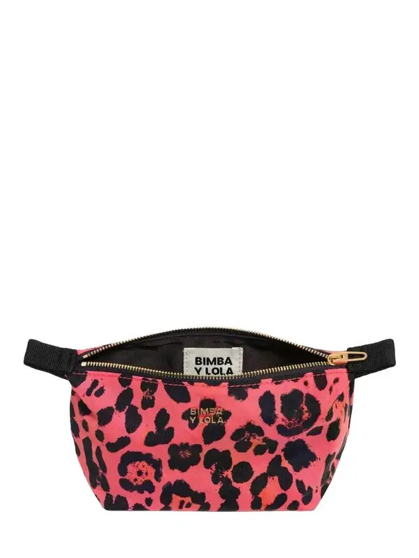 Bimba Y Lola Leopard-print Zip Make-up Bag - Pink