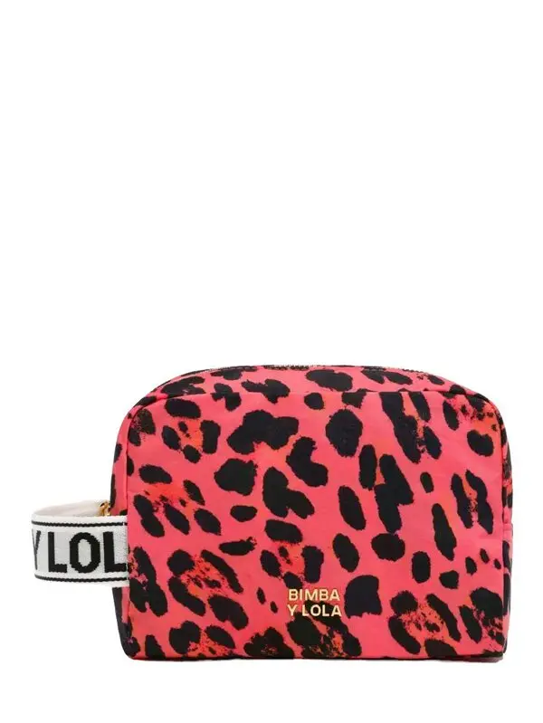 Bimba Y Lola Leopard-print Rectangular Make-up Bag - Pink