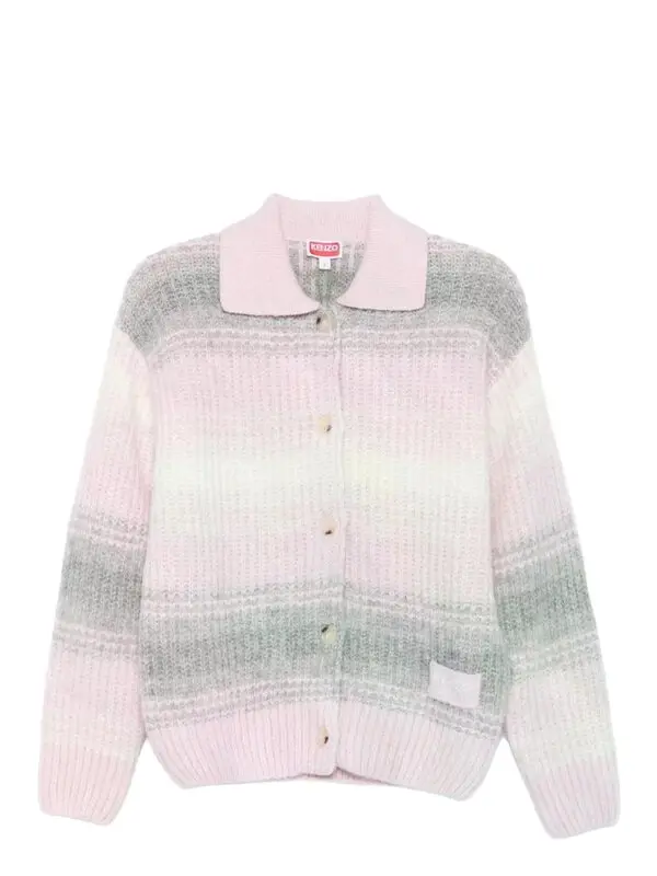 Kenzo Striped Wool-blend Cardigan - Pink