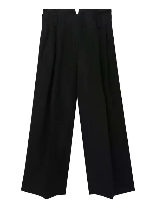 Y’s Pinstripe Pleated Trousers - Black