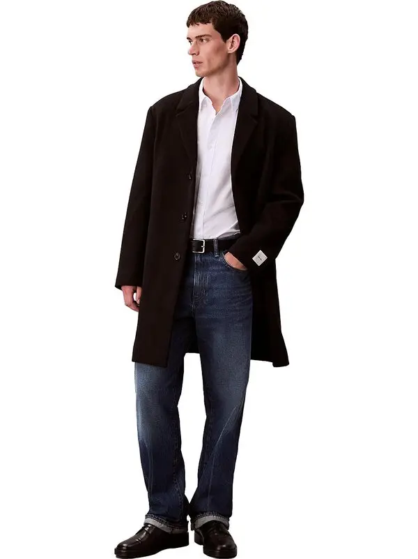 Calvin Klein Wool Blend Tailored Coat - Black