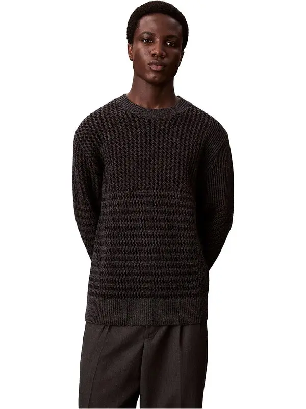 Calvin Klein Wool-blend Patterned Sweater - Charcoal
