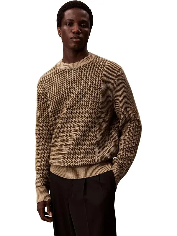 Calvin Klein Wool-blend Patterned Sweater - Smokey Olive