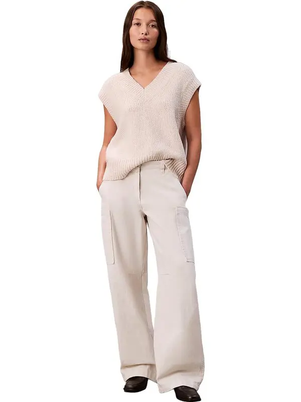 Calvin Klein Cotton Canvas High-rise Pants - Chalk