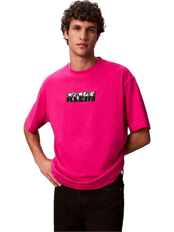 Calvin Klein Block Logo Graphic Relaxed T-shirt - Eccentric Magenta