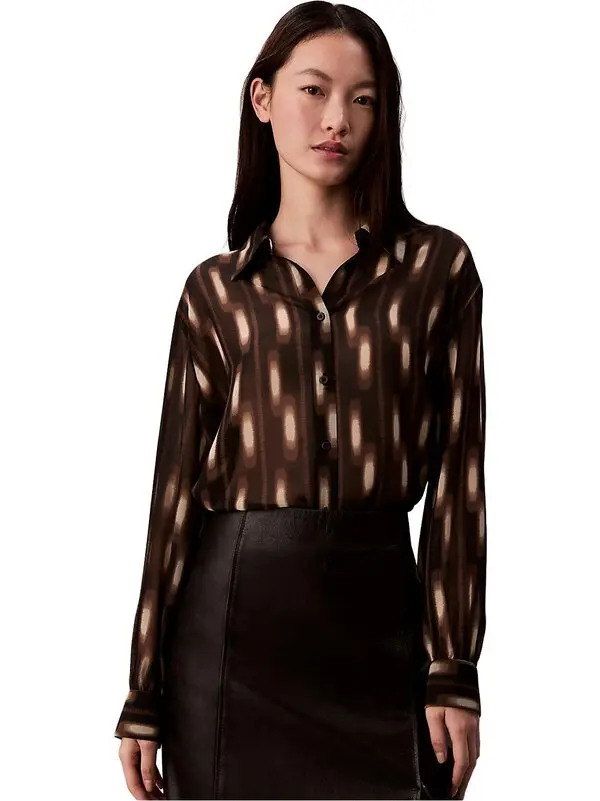 Calvin Klein Printed Chiffon Classic Shirt - Black