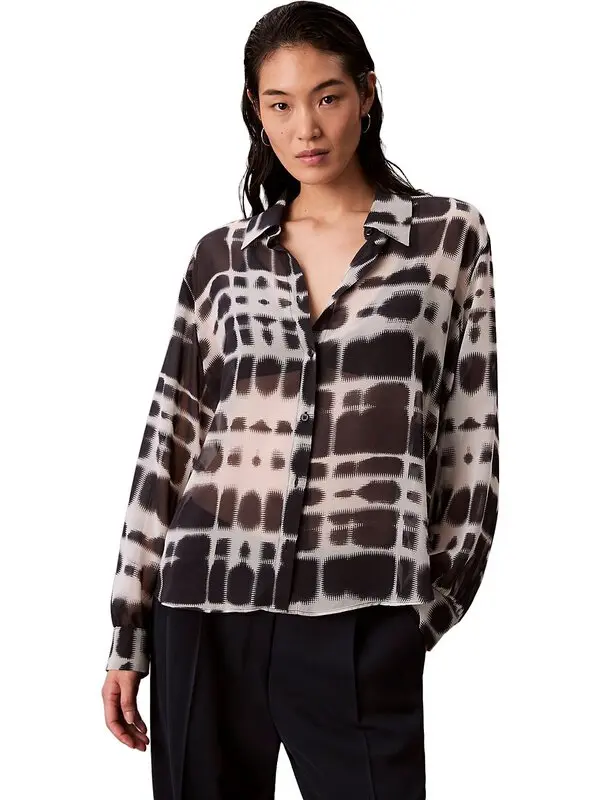 Calvin Klein Printed Chiffon Classic Shirt - Tofu