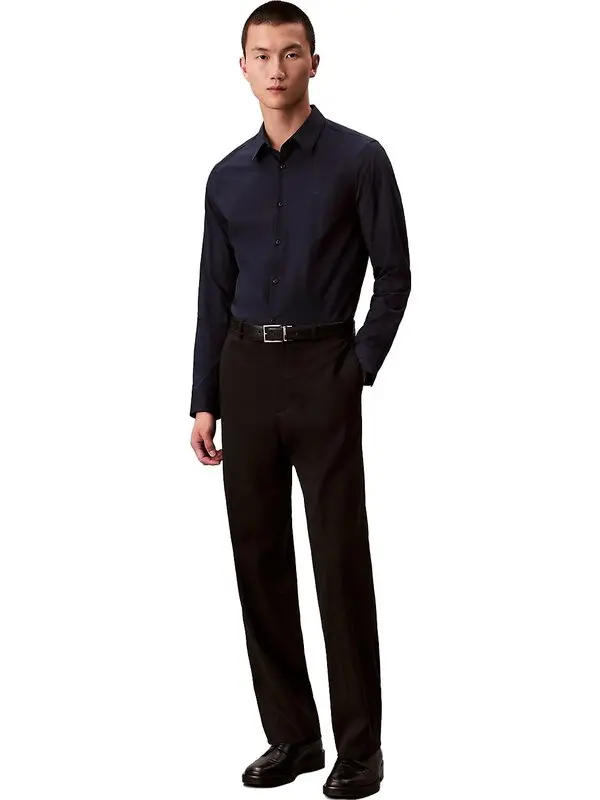 Calvin Klein Cotton Stretch Poplin Slim Button-down Shirt - Dark Sapphire