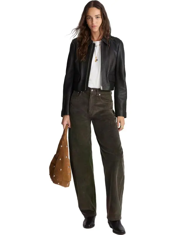 Madewell The Tall Balloon Corduroy Pant - Graphite Green