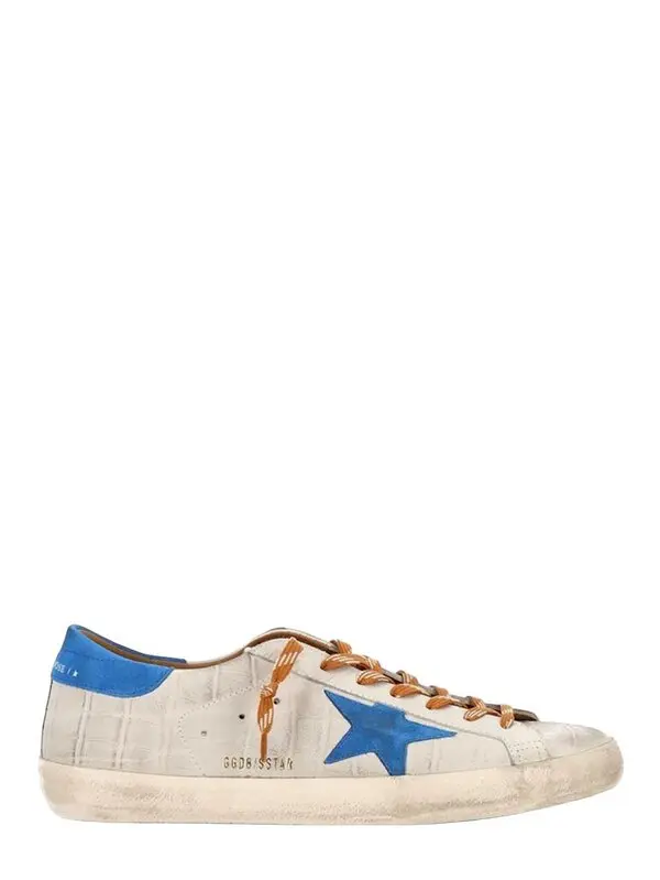 GOLDEN GOOSE Super-star Croc-print Sneakers - White/blue