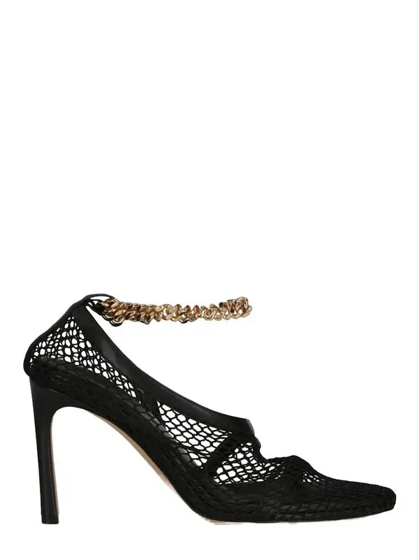 Bottega Veneta Chain Trimmed Stretch Sandals - Black Gold