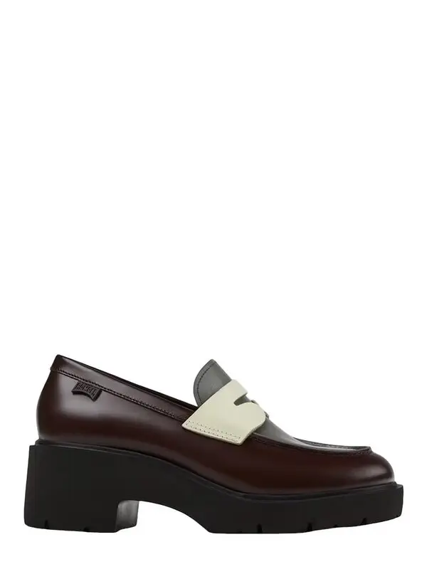 Camper Twins Heeled Loafer - Red Brown