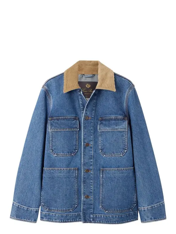 Loro Piana Dean Corduroy-trimmed Denim Jacket - Blue