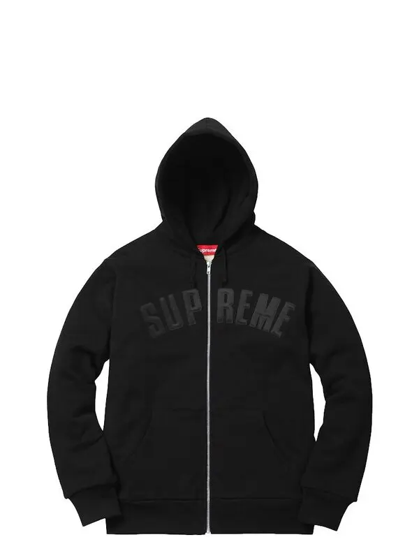 Supreme Arc Logo Thermal Zip Up Sweatshirt - Black