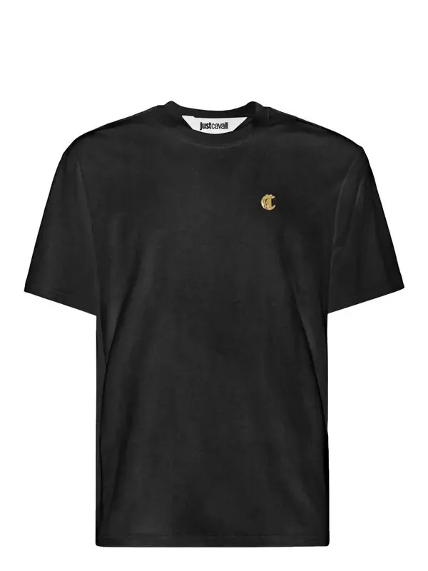 Just Cavalli Logo-embroidered T-shirt - Black