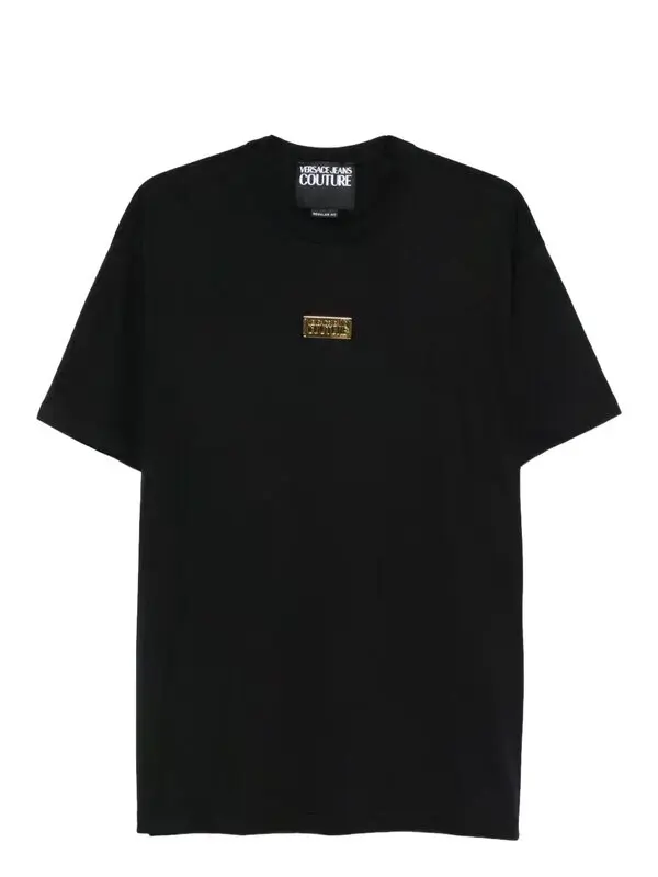 Versace Gold-plaque Short-sleeve T-shirt - Black