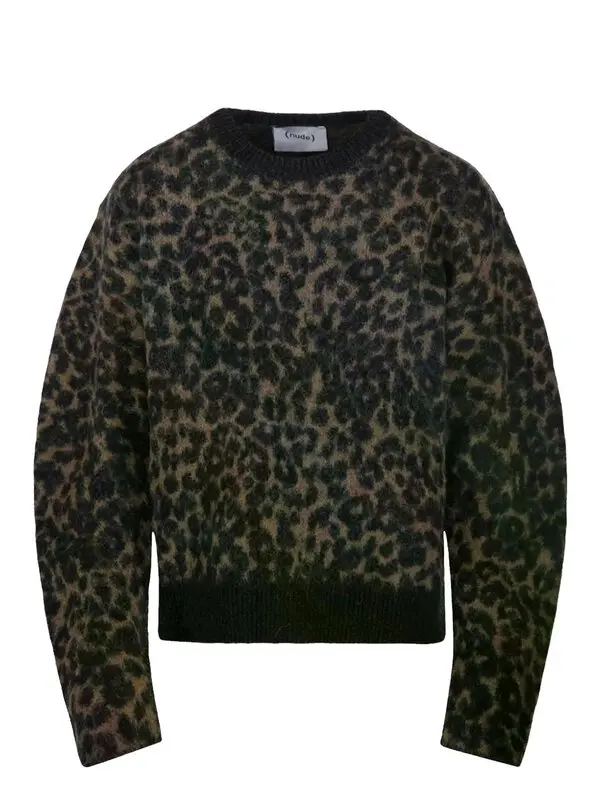 NUDE Leopard-print Balloon Sleeve Sweater - Green