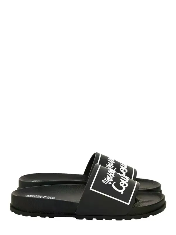 Versace Logo-plaque Slides - Black