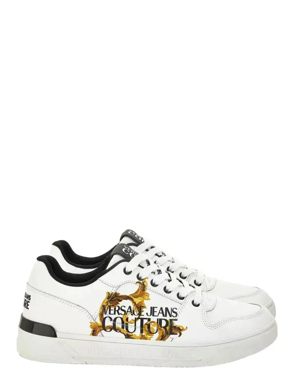 Versace Logo-print Leather Trainers - White