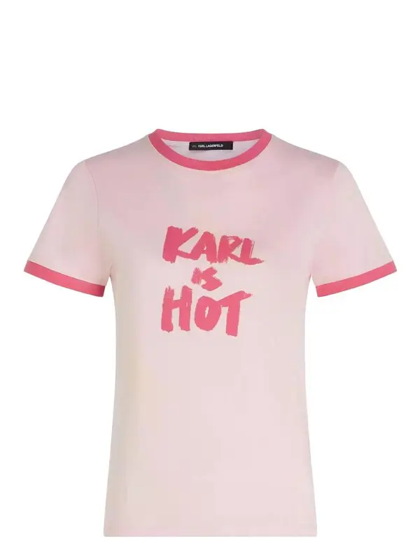 Karl Lagerfeld Graphic Cotton T-shirt - Pink