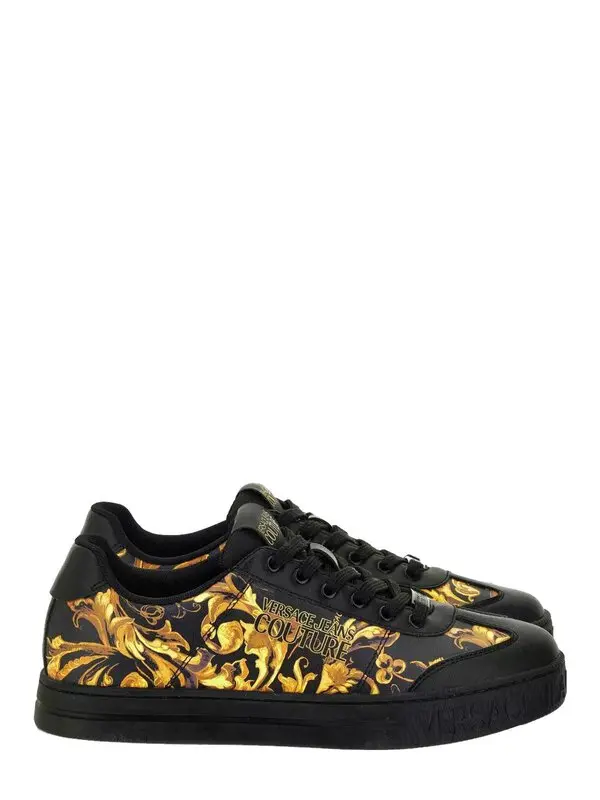Versace Baroque-print Sneakers - Black