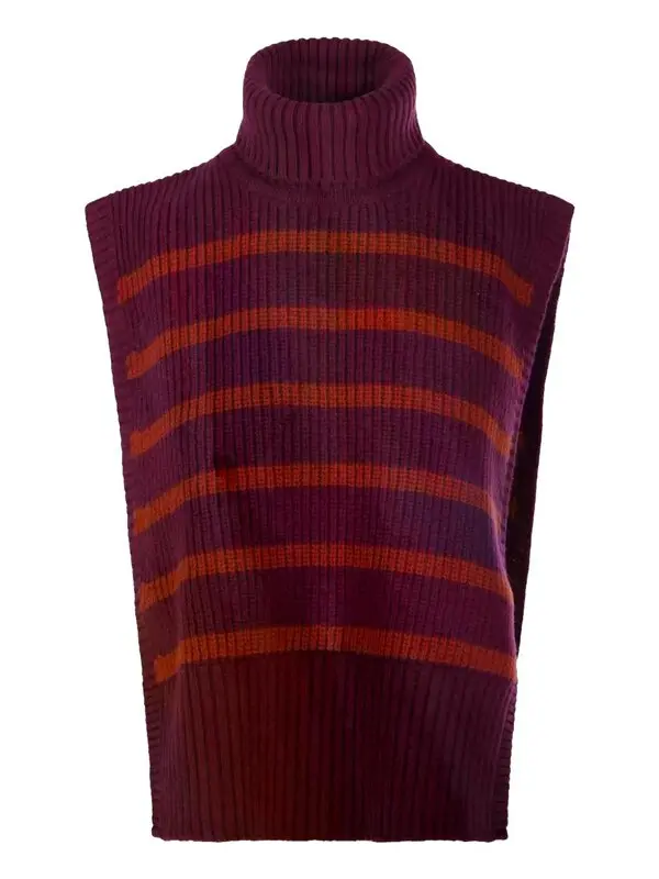 DAVANTINO Striped Turtleneck Vest - Purple