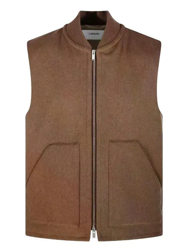 LARDINI Zip-front Gilet With Pouch Pockets - Brown