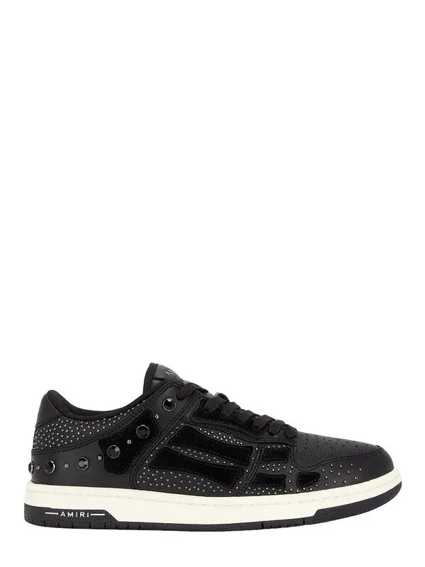 Amiri Crystal Studded Skel Top Low Sneakers - Black