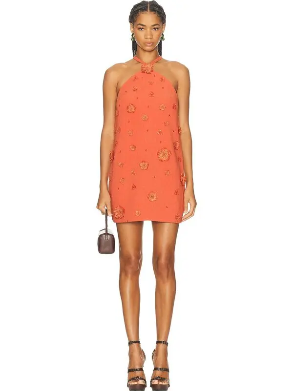 Alexis Milaa Halterneck Mini Dress - Terracotta Raffia