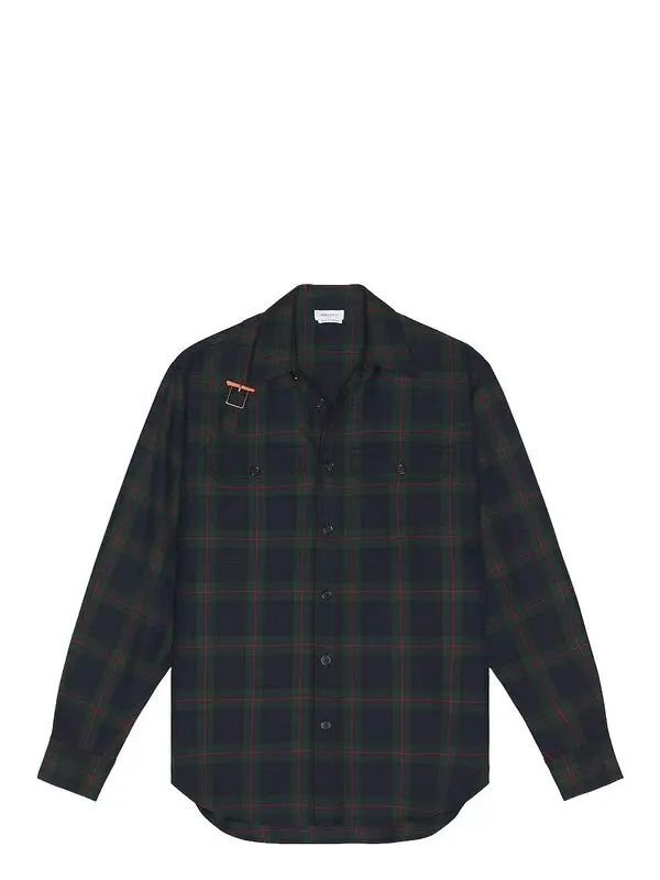 Alexander McQueen Harness Utility Shirt In Green - Black  Navy  & Green