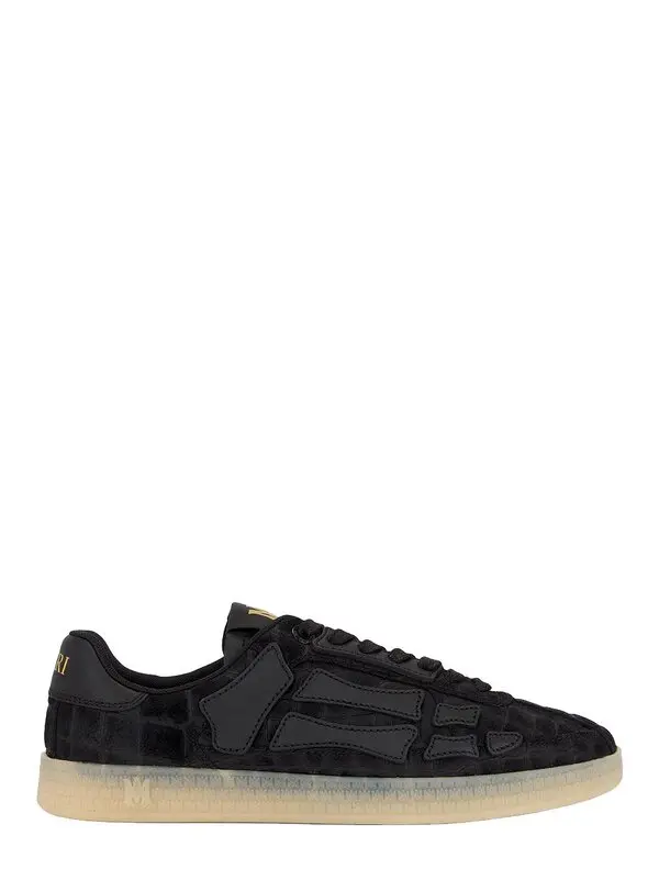 Amiri Croc Debossed Pacific Bones Sneakers - Black