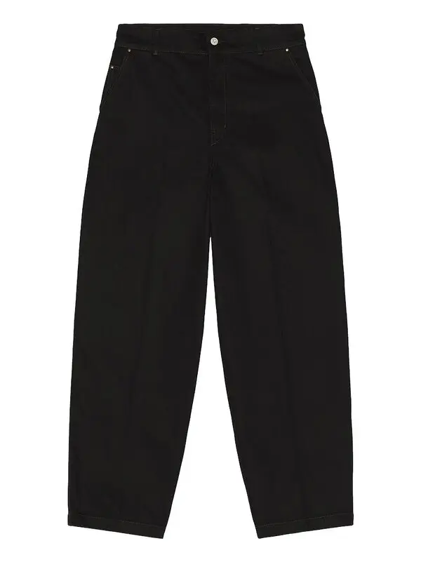 LEMAIRE Heavy Denim Maxi Barrel Workwear Pants - Black